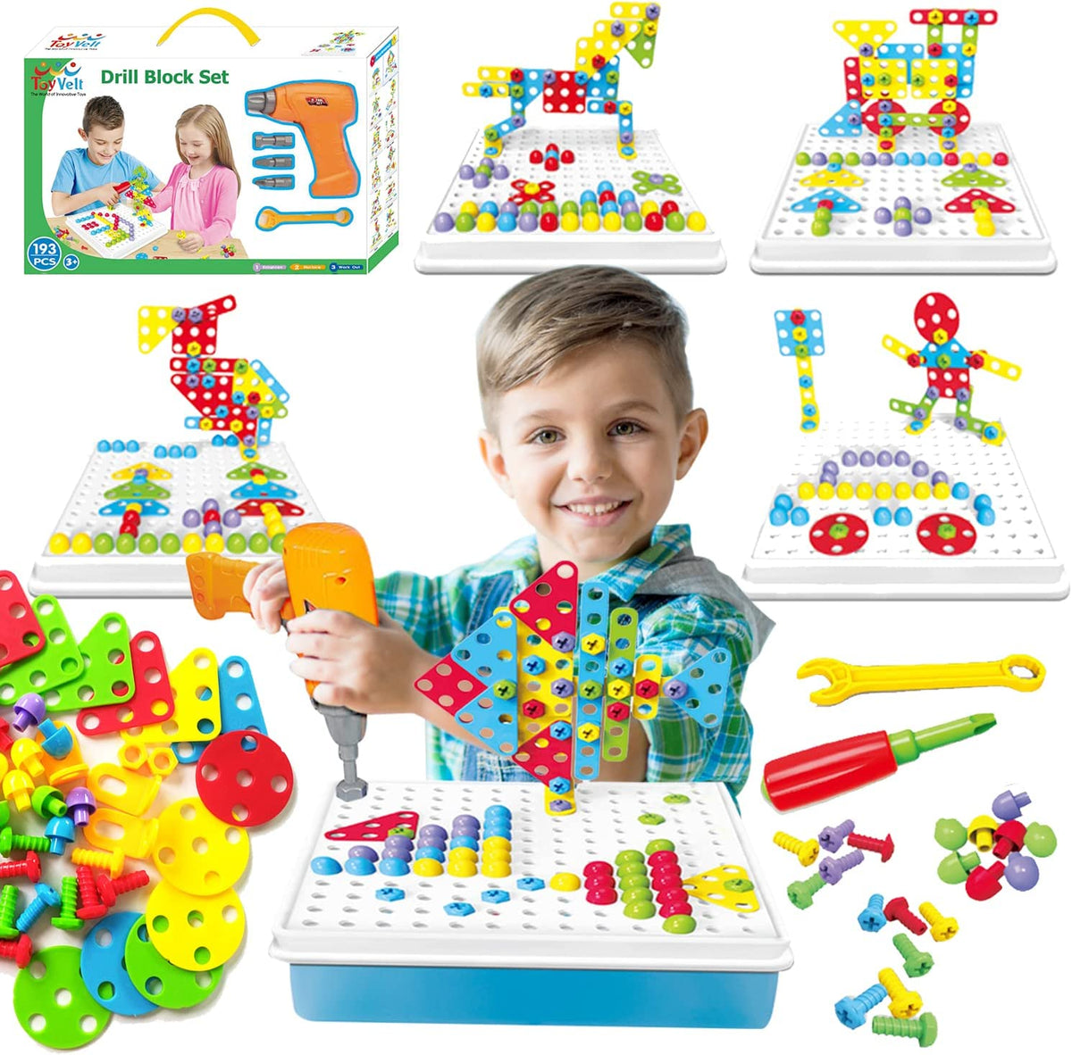 Toyvelt Building Block Games Set with Toy Drill Tool Set