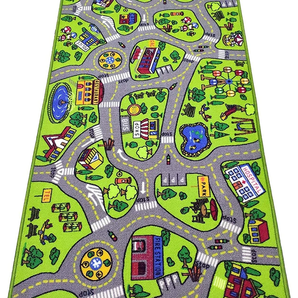 Toyvelt / Kids Carpet Playmat Car Rug / City Life Educational Road Tra